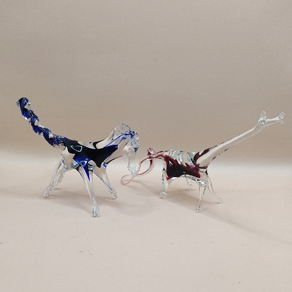 Accents | Vintage Pilgrim Glass Animal Figurines In Blue And Red | Poshmark